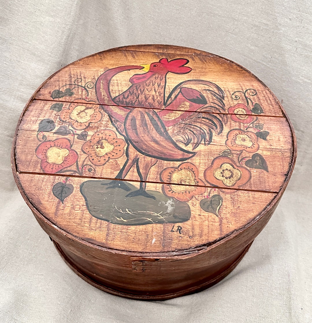 Vintage Round Wood Cheese Box With Rooster Dufeck Mfg Co Wood - Etsy