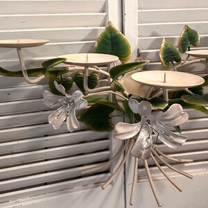 Vintage Shabby Chic Tole Floral Wall Sconce Candle Holders, Wall ...