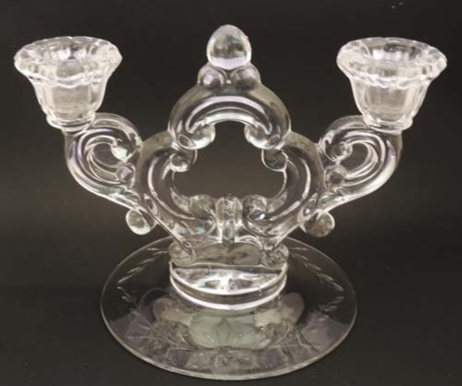 Cambridge Glass Rose Point Keyhole Candleholders Pair, Vintage Etched ...