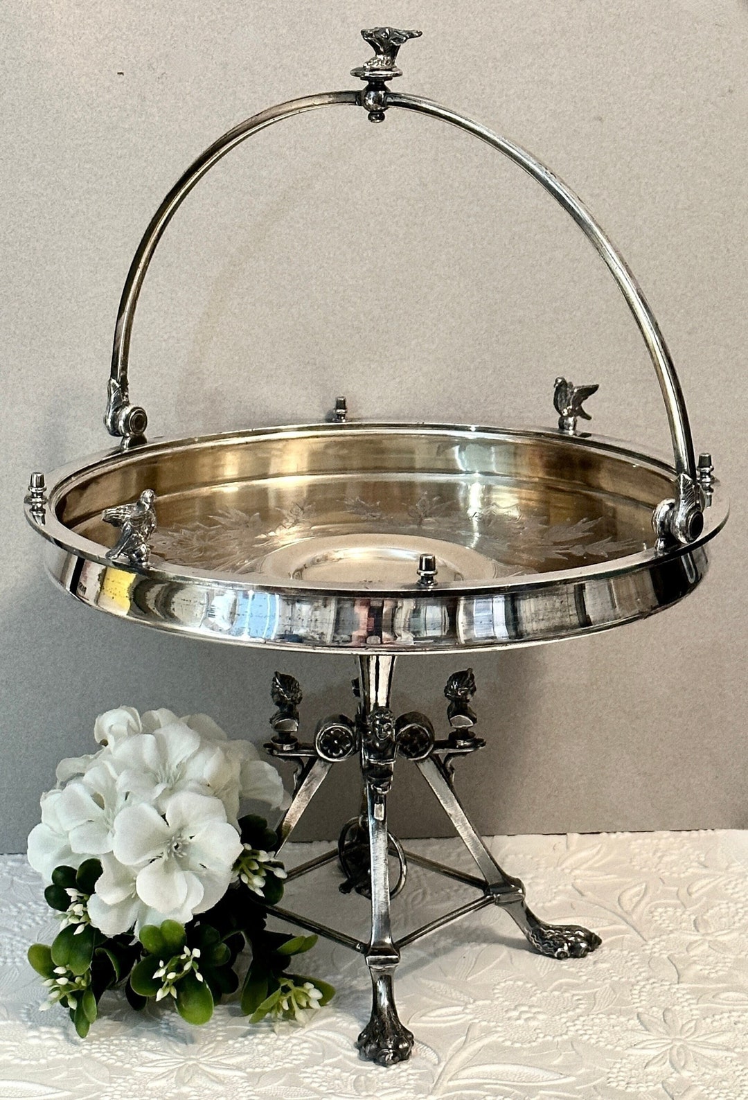 Antique Reed & Barton Silver Cake Basket Stand, Aesthetic Victorian ...