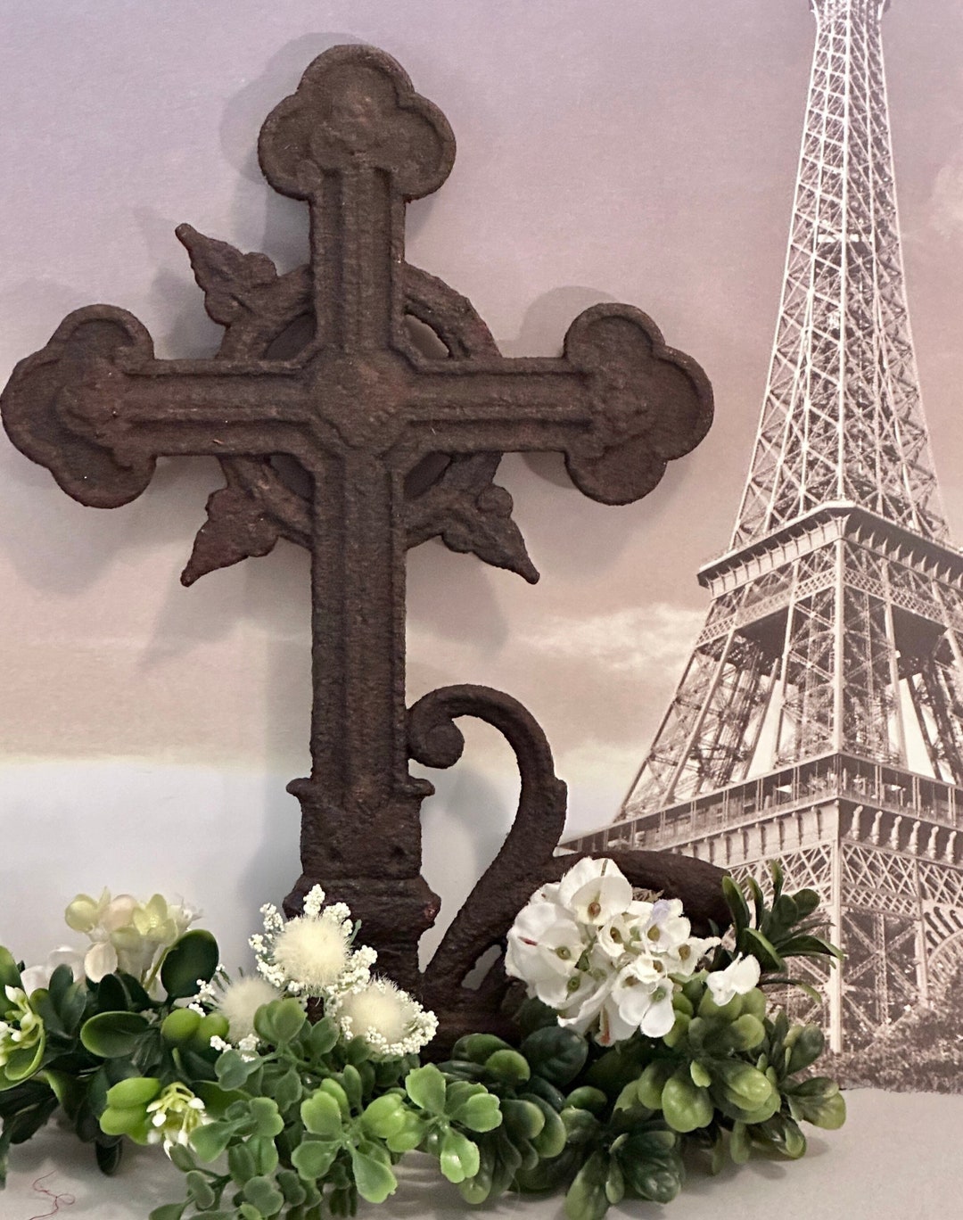Antique French Iron Cross Fragment, Religious Wall Decor, Religious ...