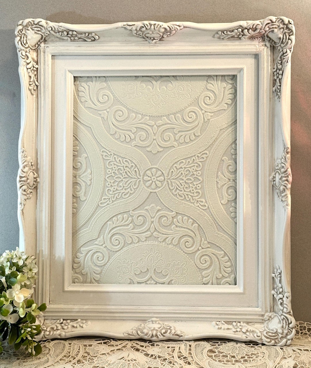 Vintage 8 X 10 White Frame, White Wood Picture Frame With Glass ...