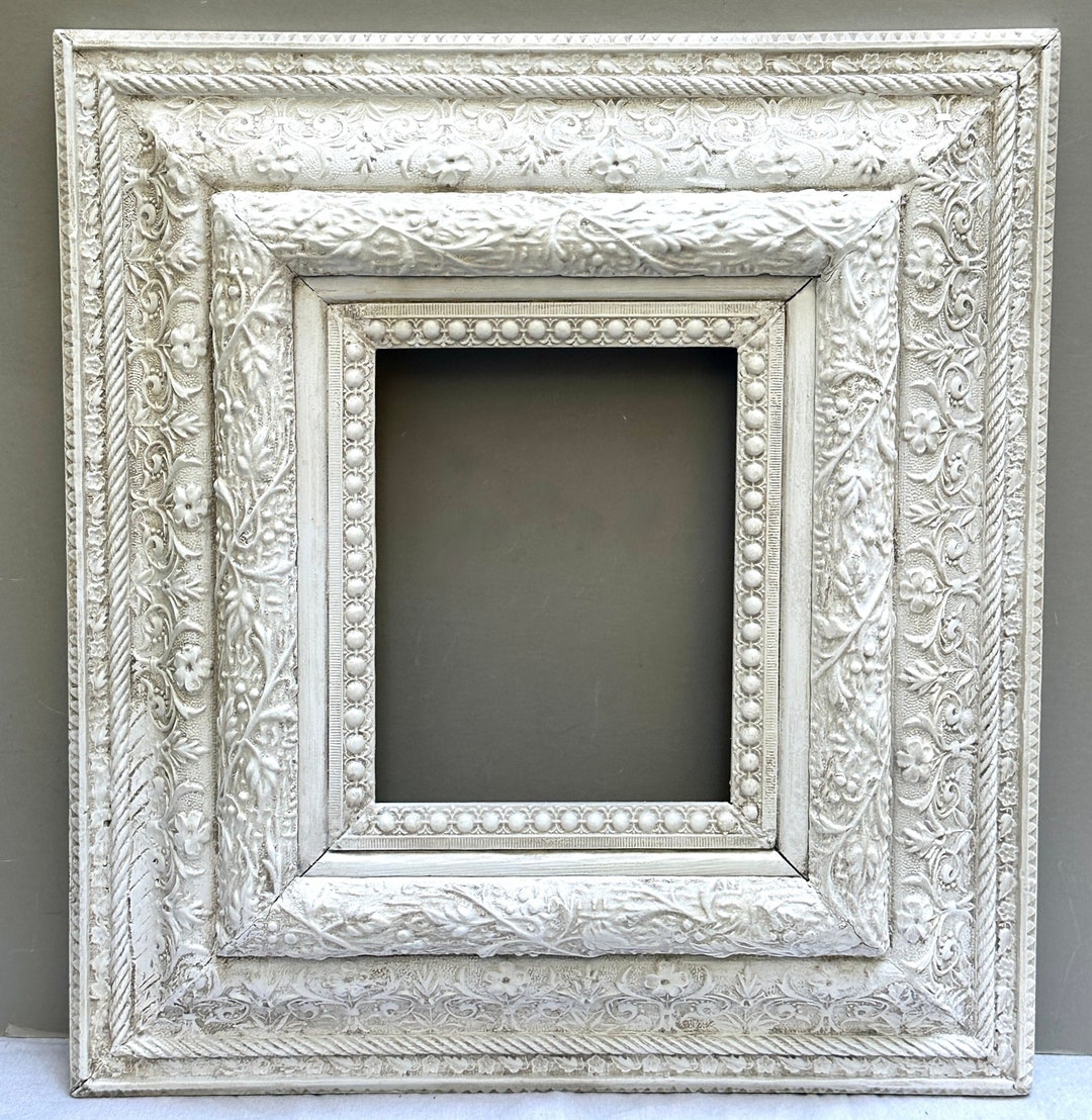 Antique 8 X 10 White Frame, Large Ornate 8x10 White Picture Frame With ...