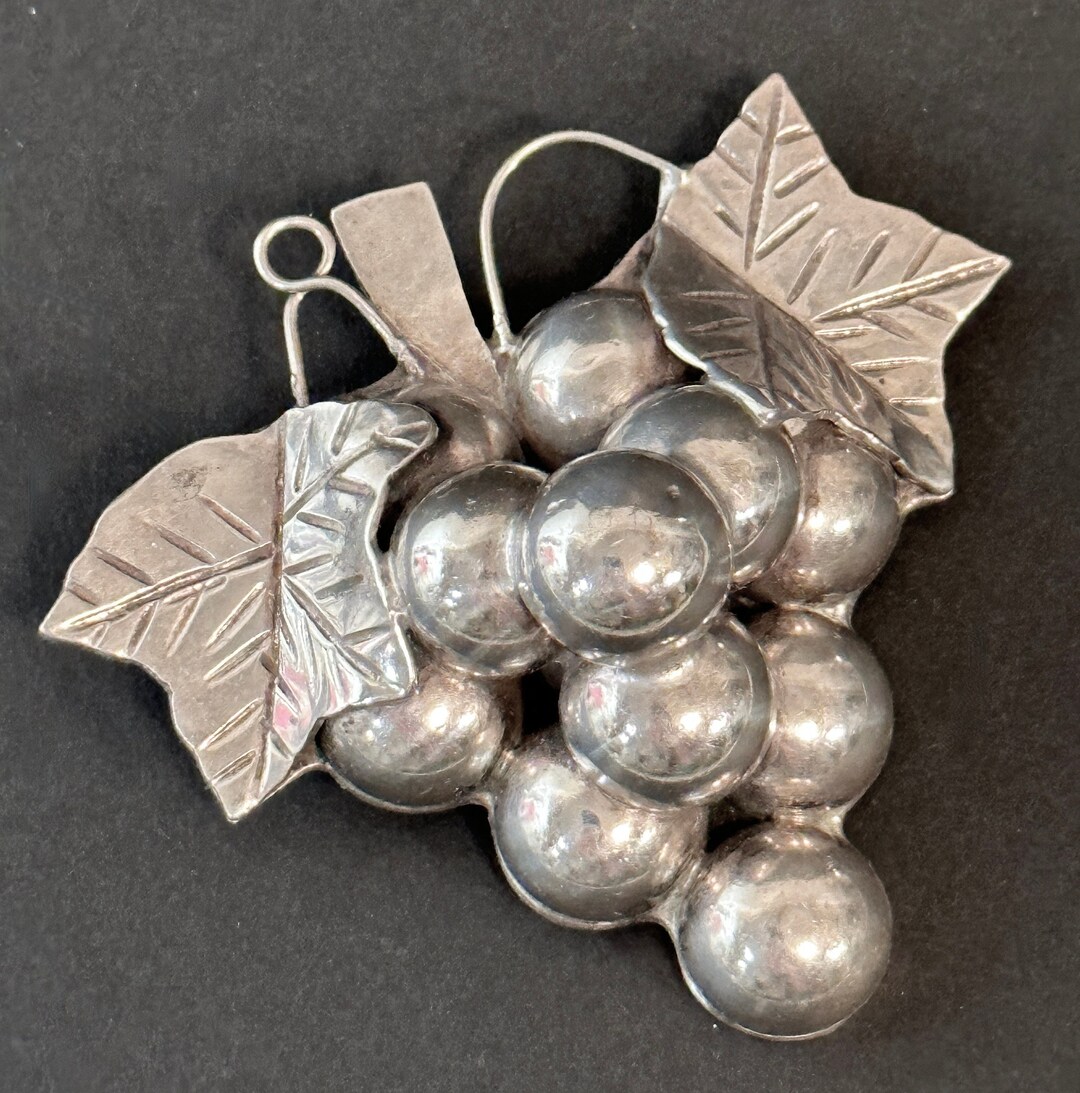 Sterling Silver Grape Cluster Pendant, Mexico 950 Sterling Grape ...