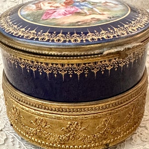 Blue Limoges Music Box Hand Painted Courting Scene, Le Petit Bleu ...