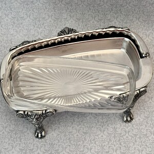 Vintage Silver Dome Roll Top Butter Dish, FB Rogers Lion Footed Covered ...
