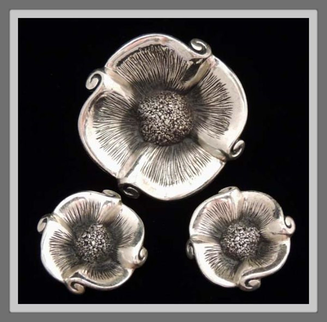 TORTOLANI Poppy Brooch Set, Vintage Tortolani Poppy Earrings Set ...
