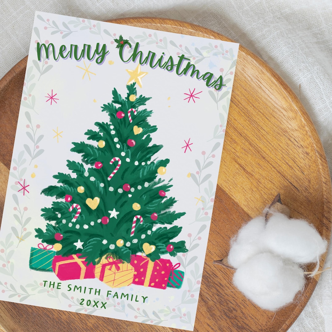 Merry Christmas Printable Card | Digital Holiday Greeting Card | Card ...