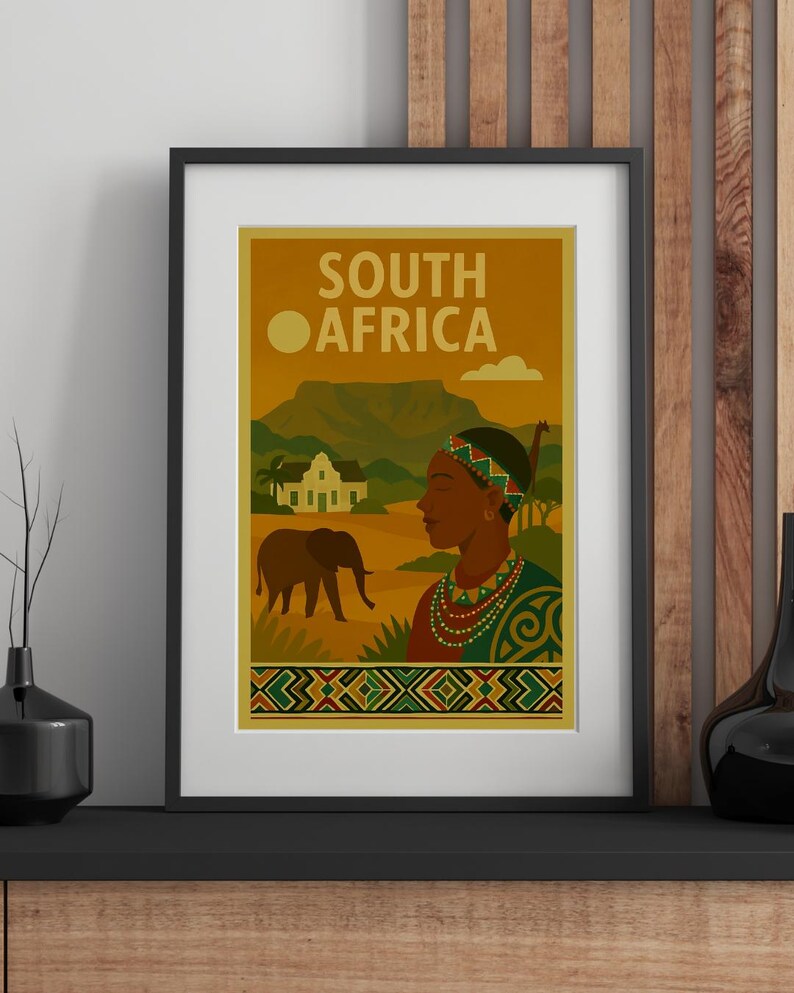 South Africa Vintage Travel Poster, Aesthetic Original Digital Artwork ...