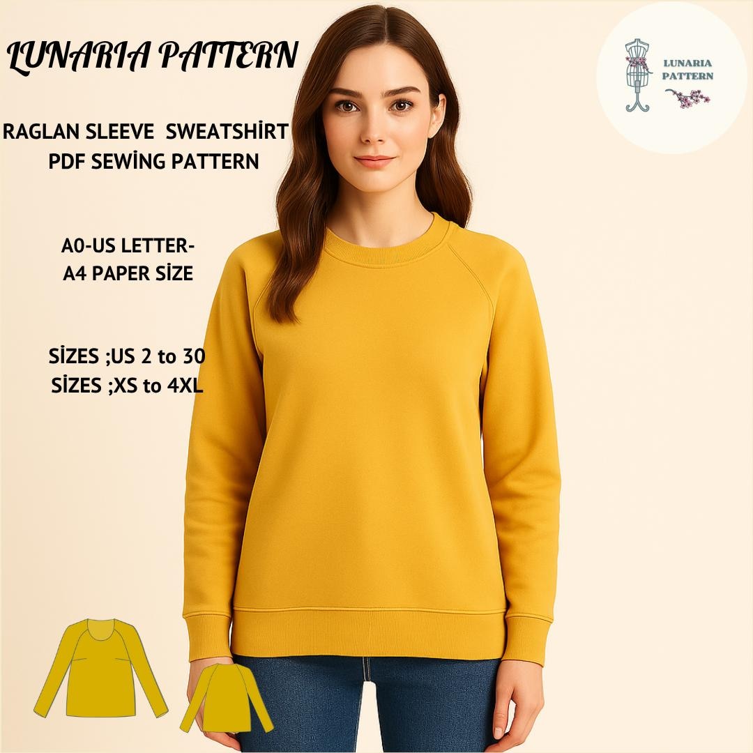 Raglan Sleeve Sweatshirt PDF Pattern: US Size 2-30 (digital Download ...