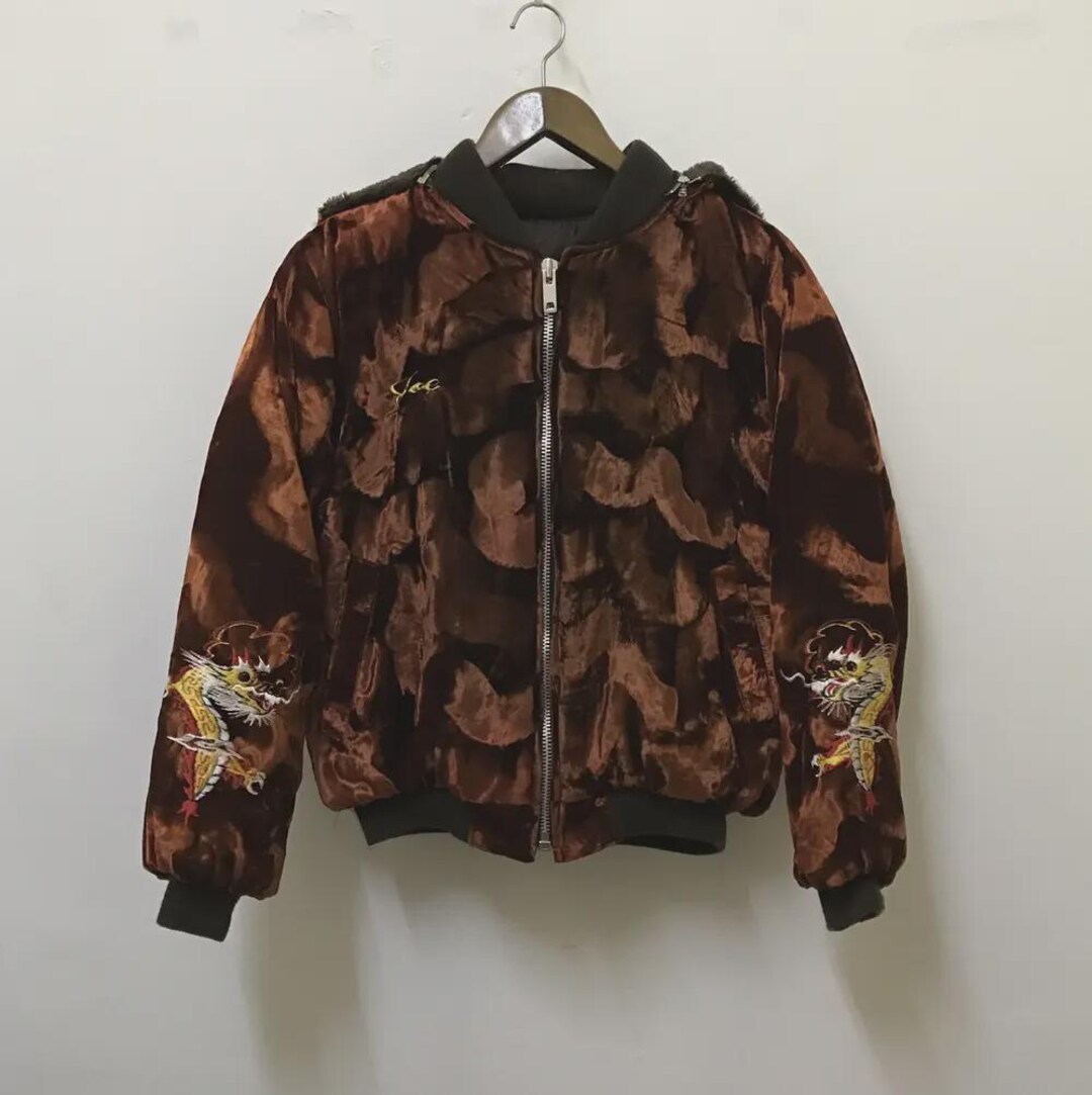 Vintage Sukajan Embroidery Jacket Dragon Skin Design Korea Design With ...