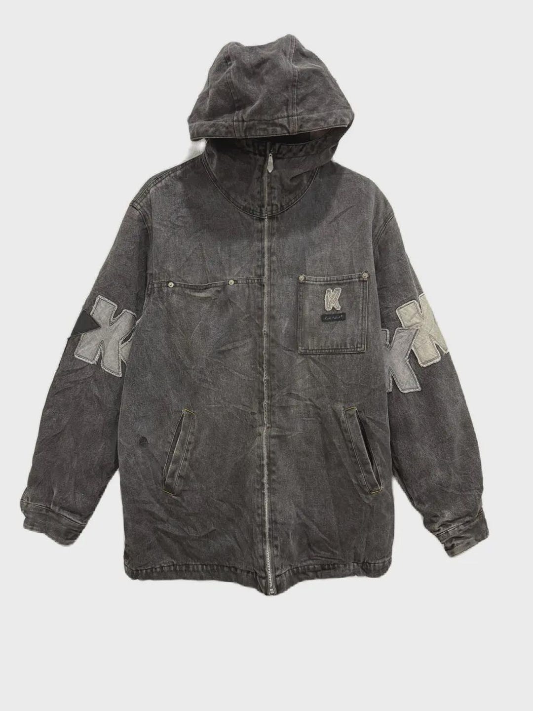 Vintage Japanese Streetwear Distress Jacket Karl Helmut KX Patchwork ...