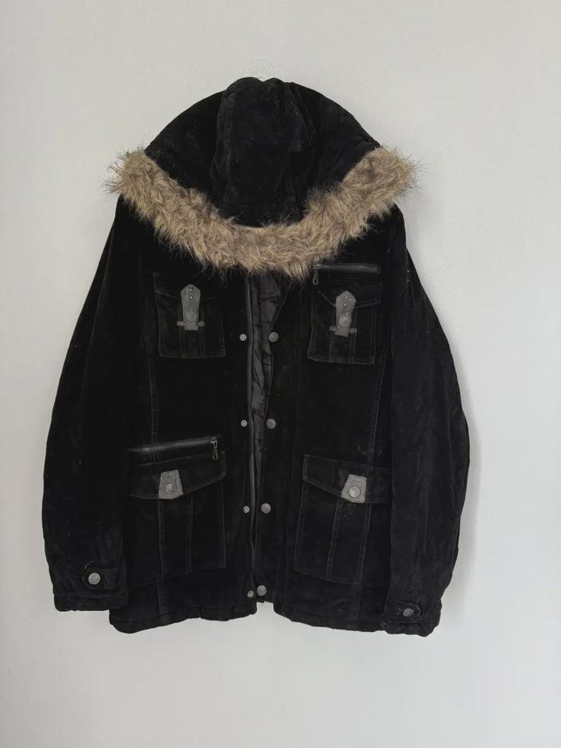 Vintage Japanese Brand in the Attic Black Jacket With Fur Hoodies - Etsy