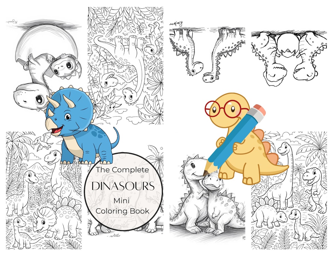 Dinosaurs Coloring Book I Printable Foldable Mini Coloring Book ...