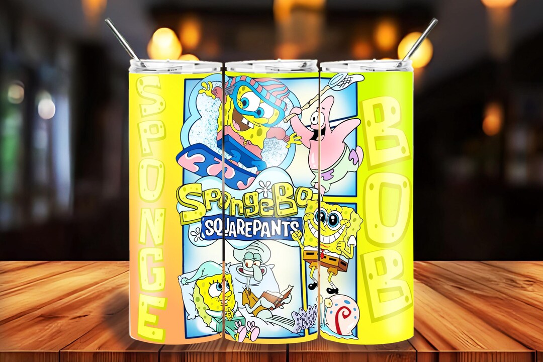 Spongebob Squarepants Tumbler Wrap PNG | 20oz Skinny Tumbler ...