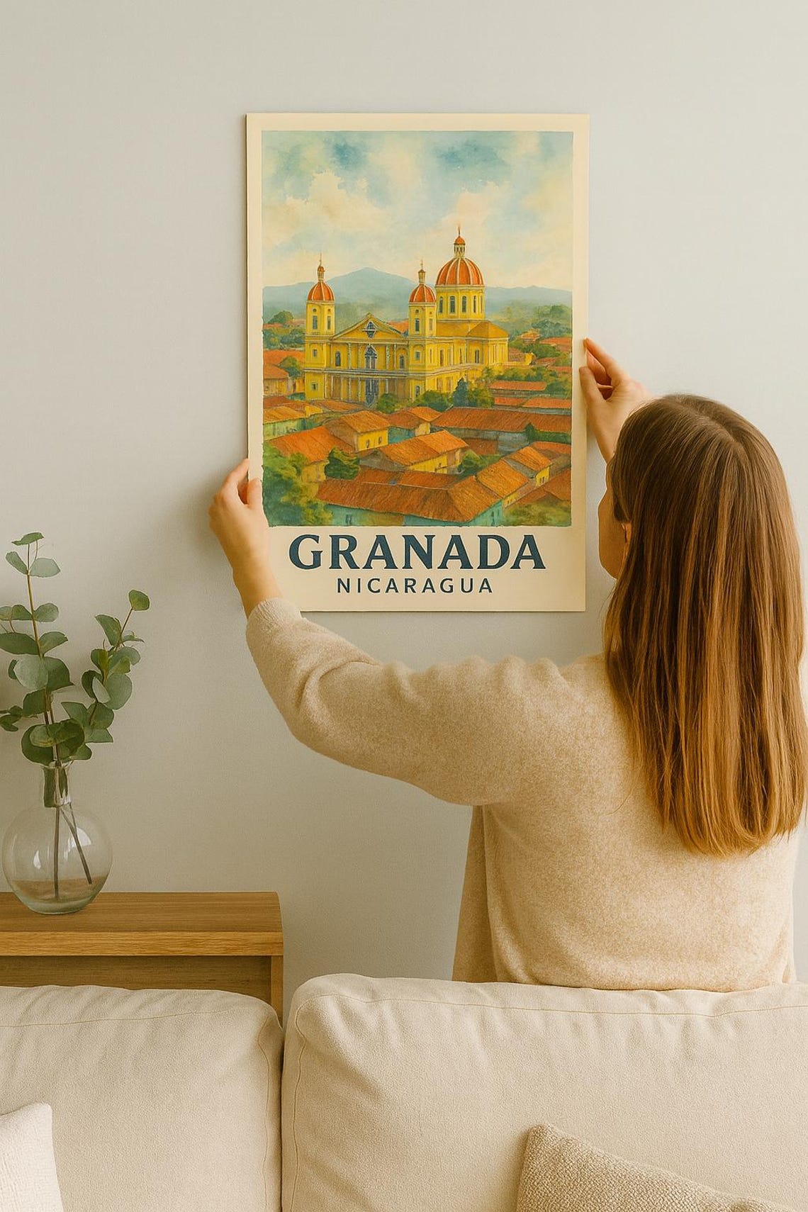 Granada Nicaragua Poster – Watercolor Print of Cathedral – Colonial ...