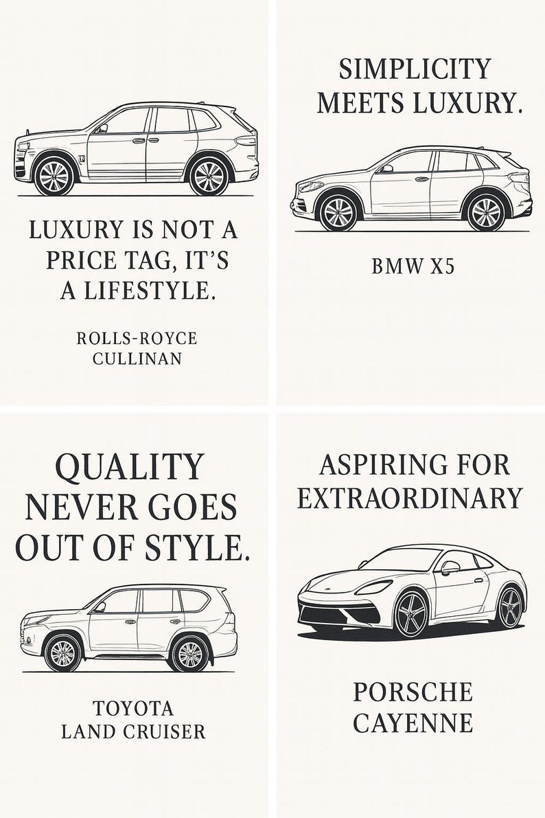Luxury Car Wall Art Set – Rolls Royce & Supercar Prints | Minimalist ...