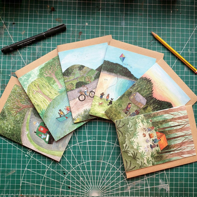 Camping Greeting Card Woodland Art Friends Cards British - Etsy