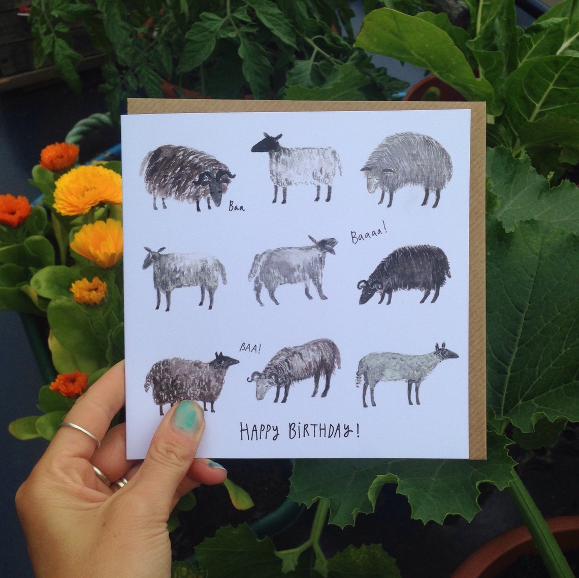 Sheep Birthday Card Happy Birthday Sheep Animal Card Art - Etsy UK