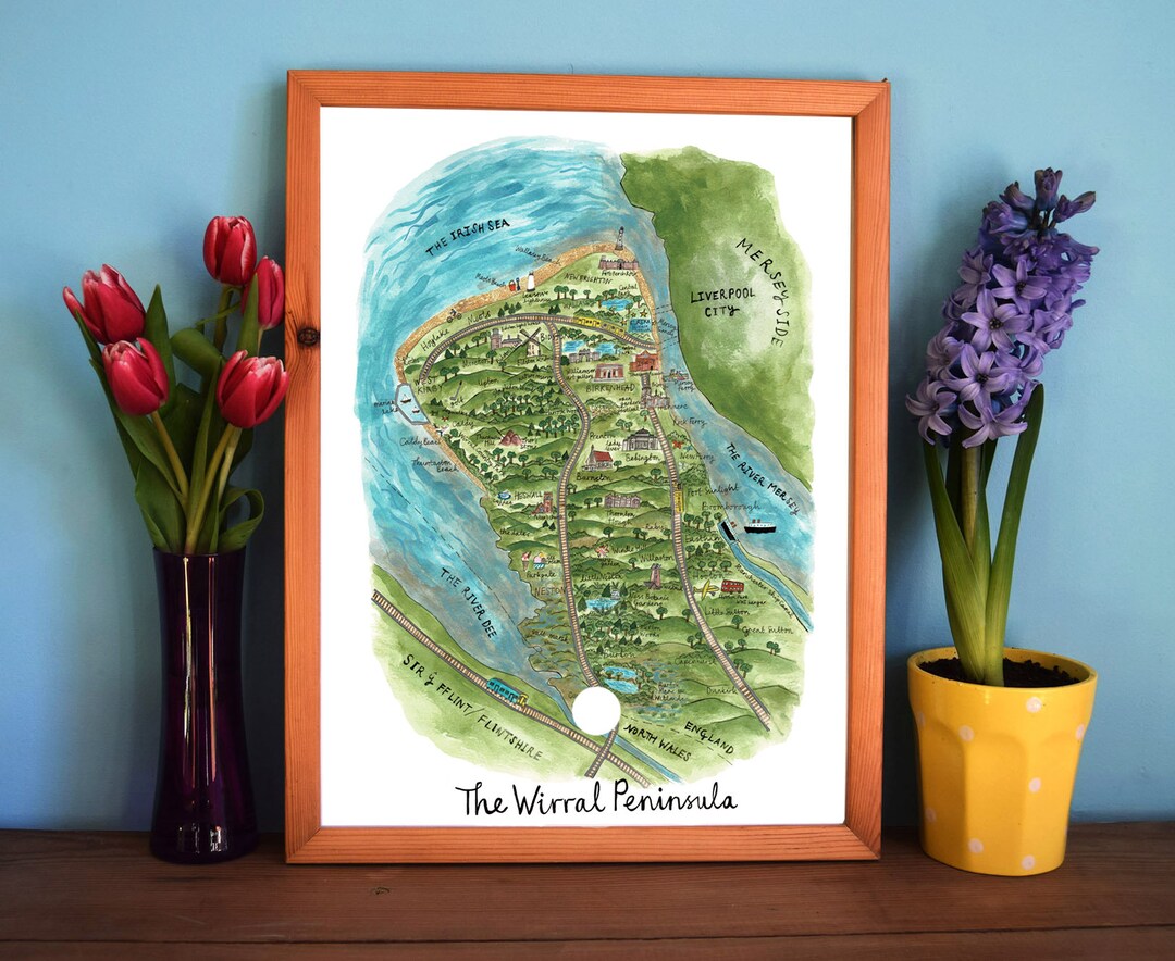 Art Print Map of Wirral Merseyside - Etsy