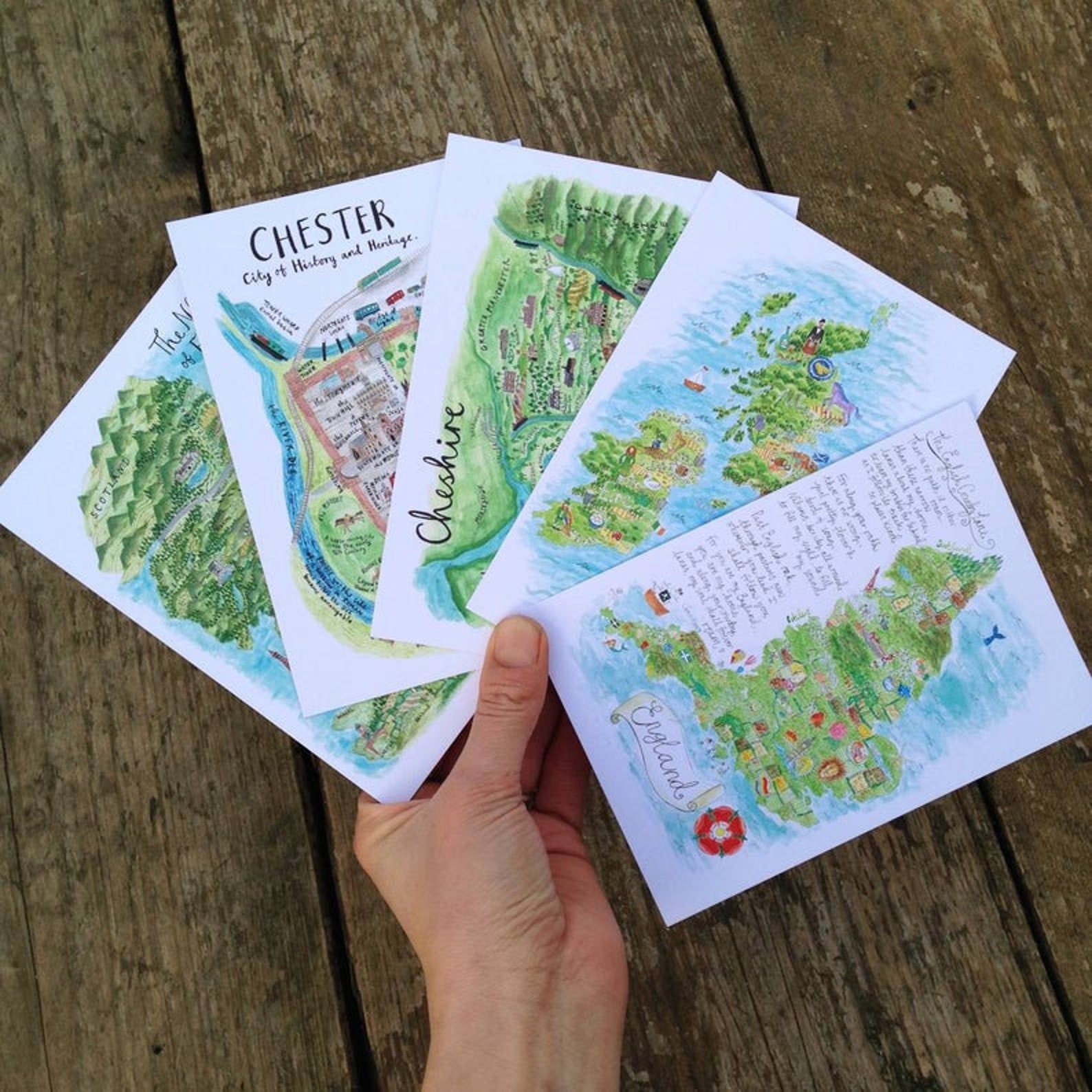 Wales Map Postcards Illustrated Map Cards Welsh Gift | Etsy