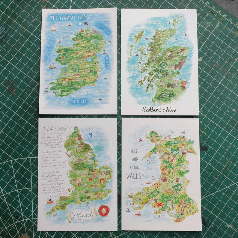 Illustrated Map Postcards Bundle of 10 - Etsy