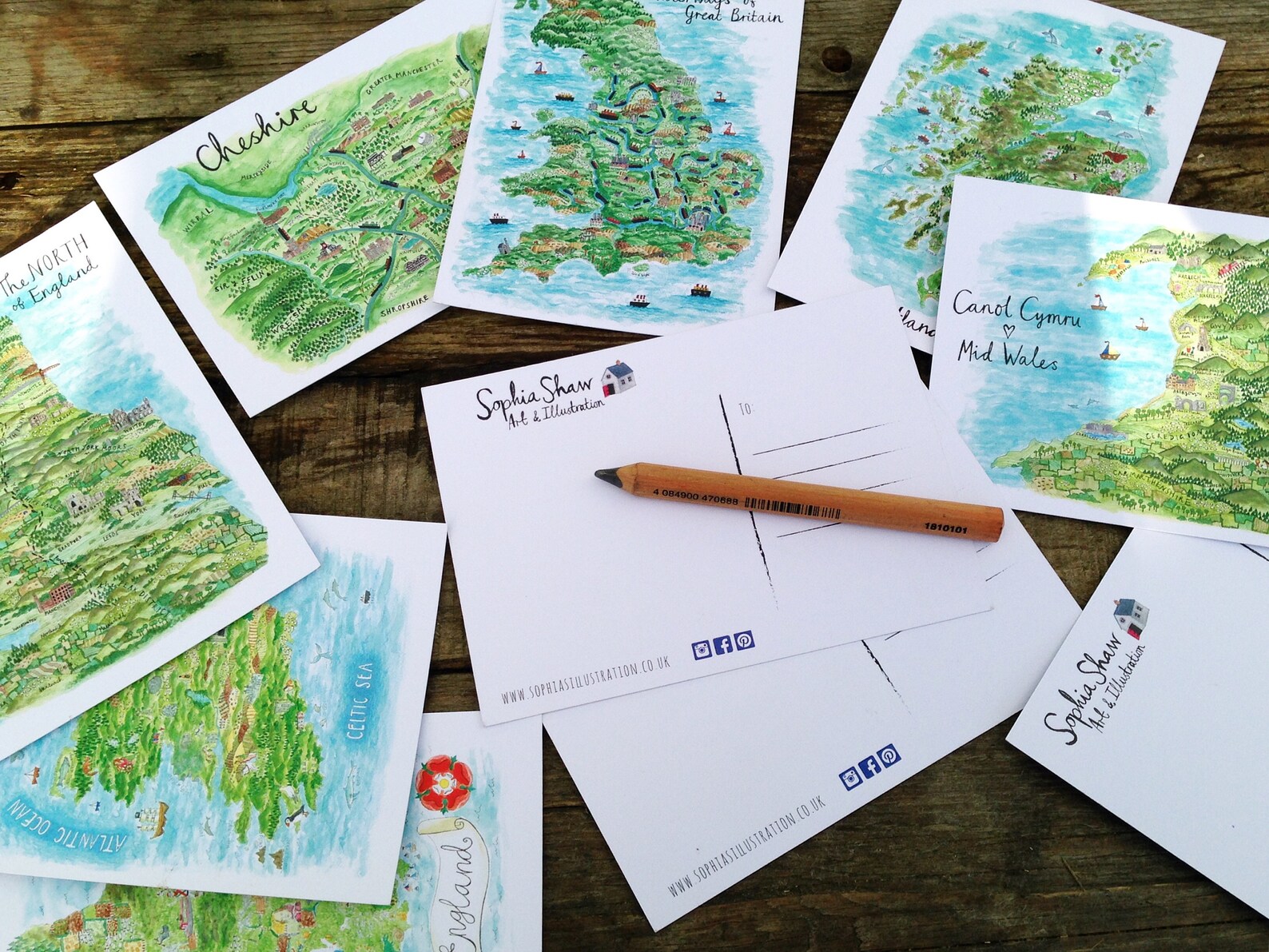 Illustrated Map Postcards UK and Ireland Postcard | Etsy