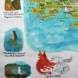 Wales Folk Tales Map Tea Towel - Etsy