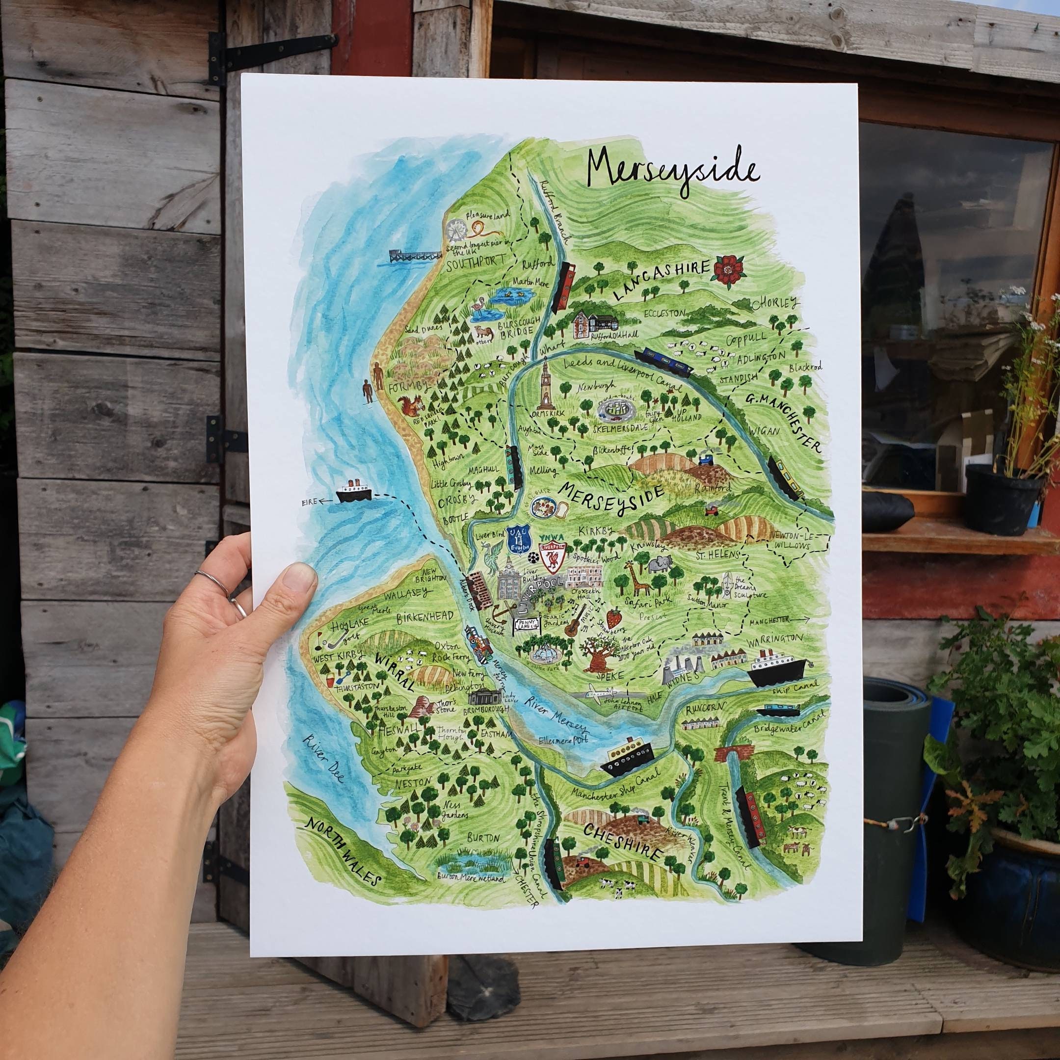 Liverpool Map Art, Illustrated Map of Merseyside, England Art Map - Etsy UK