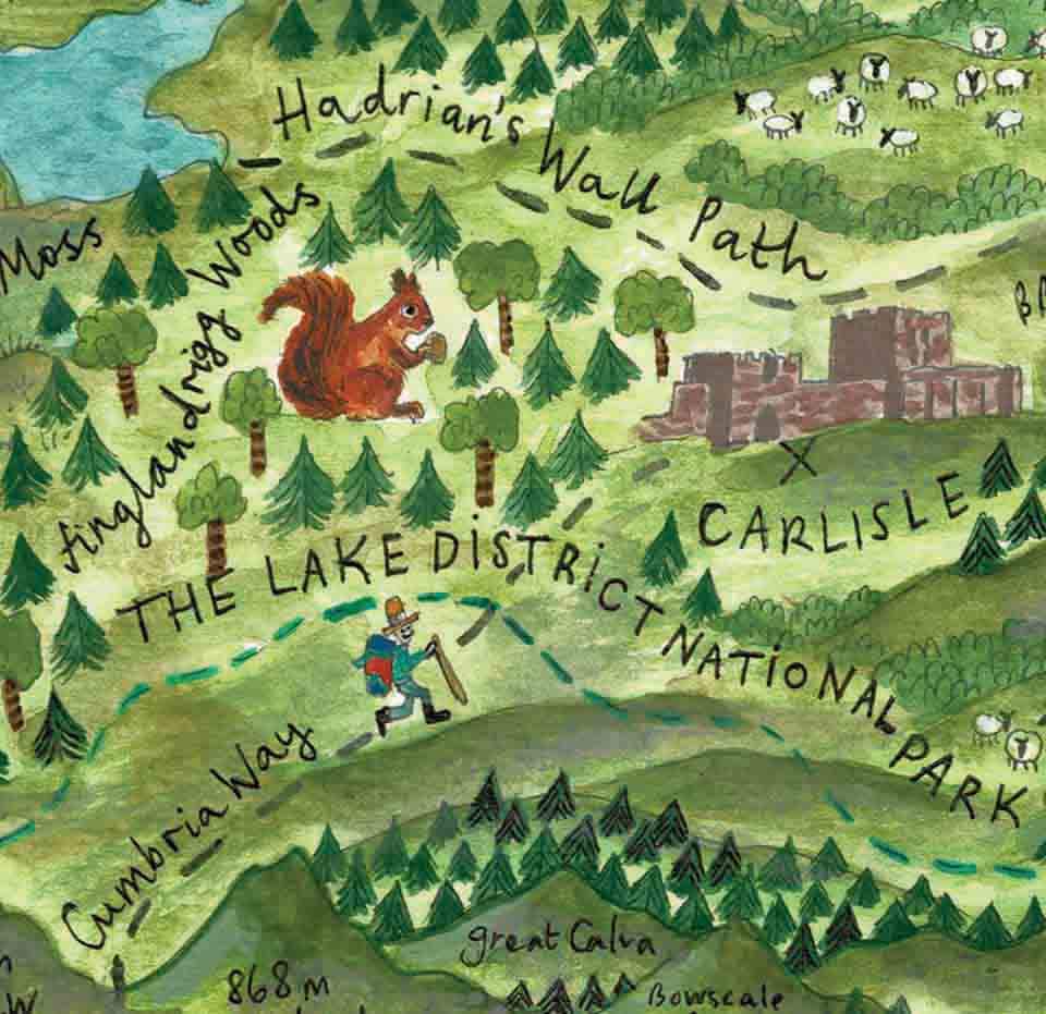 Lake District Art Map Illustrated Map Print Cumbria Art | Etsy