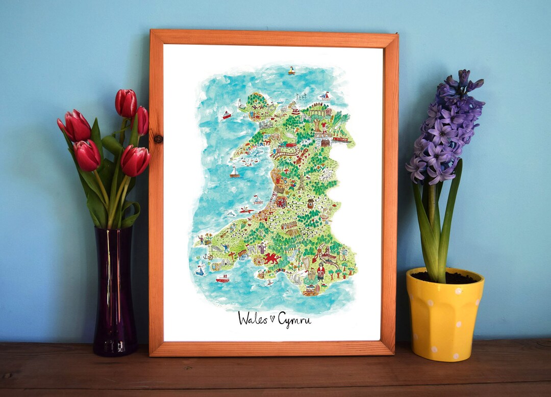 Wales Map Print Welsh Gift Map of Wales A3 Print Map Art - Etsy