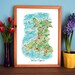 Wales Map Print Welsh Gift Map of Wales A3 Print Map Art | Etsy