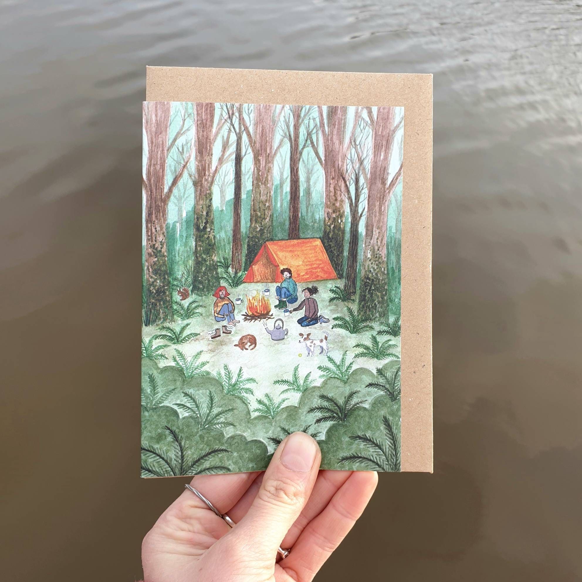 Camping Greeting Card, Woodland Art, Friends Cards, British Holiday - Etsy