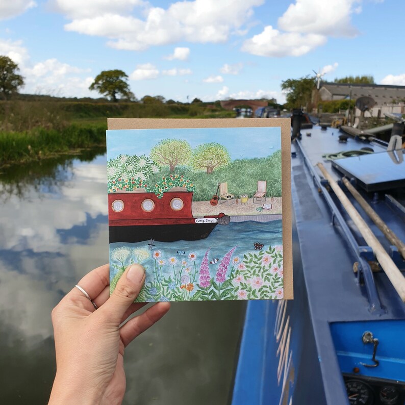 Summer Canal Art Card - Etsy UK