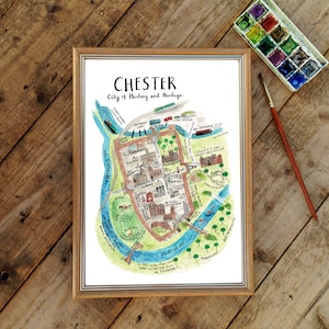 Chester Illustrated Map Art Print - Etsy