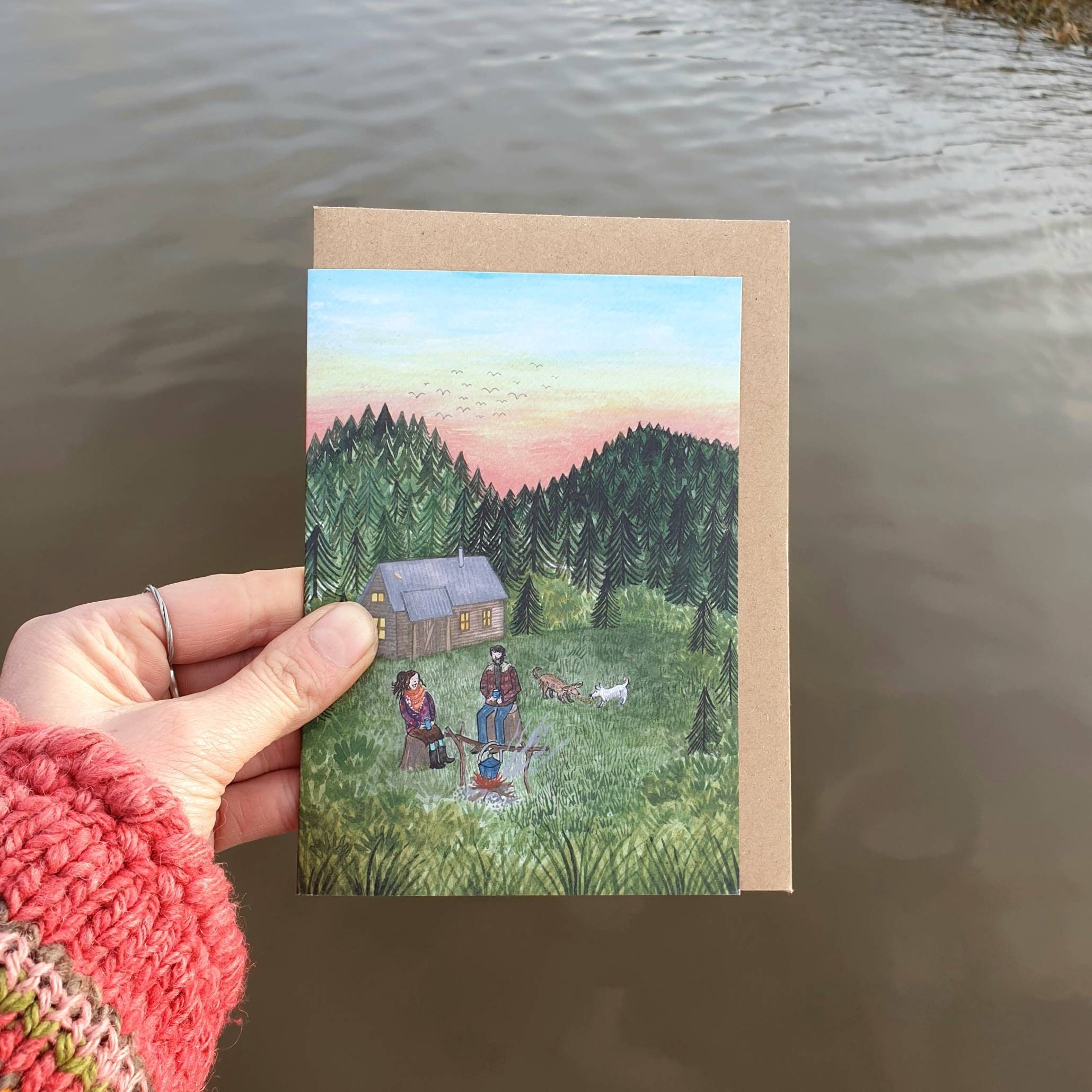 Log Cabin Card Bothy Art Mountain Cards - Etsy