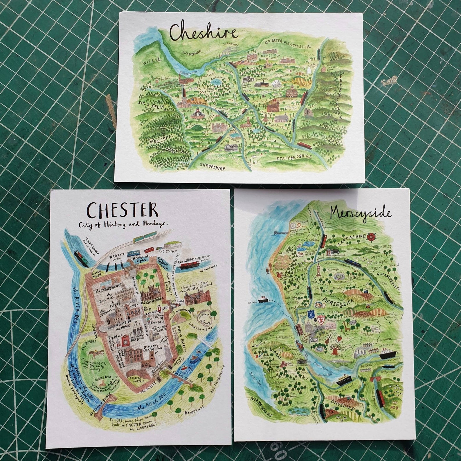 Pick and Mix Postcards, Illustrated Map Postcards, Multi Pack Deal, Art ...