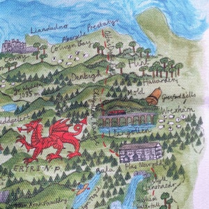 Wales Folk Tales Map Tea Towel - Etsy