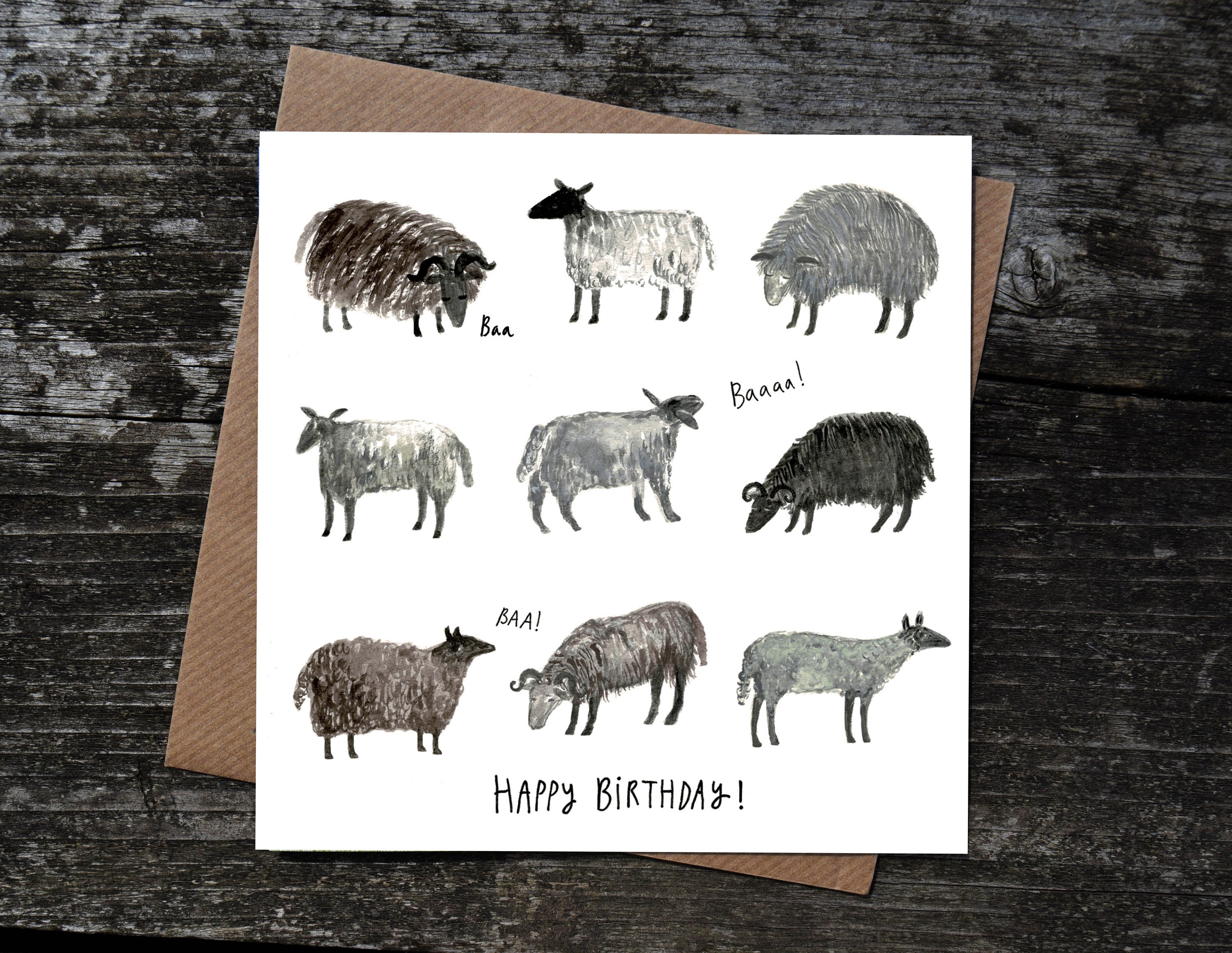 Sheep Birthday Card Happy Birthday Sheep Animal Card Art - Etsy UK