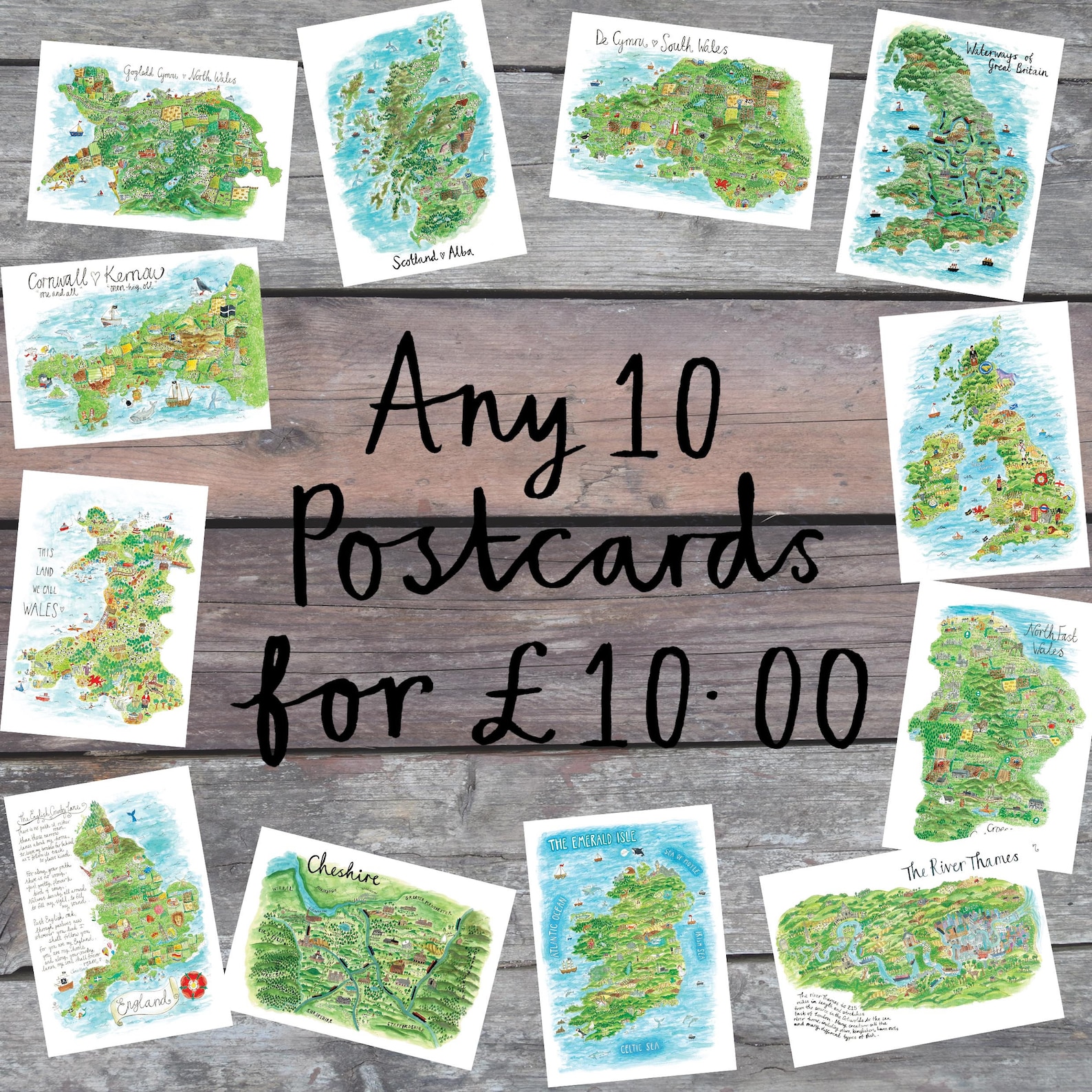 Multi Pack Postcards Map Postcards Illustrated Map Map Art | Etsy