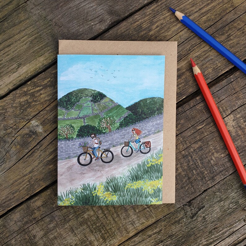 Bike Ride Card, Cycling Greeting Card, Cyclist Art, - Etsy UK