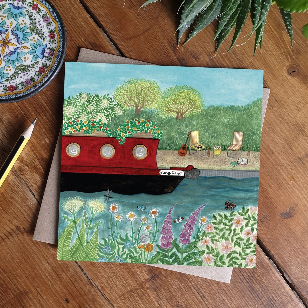 Summer Canal Art Card - Etsy UK
