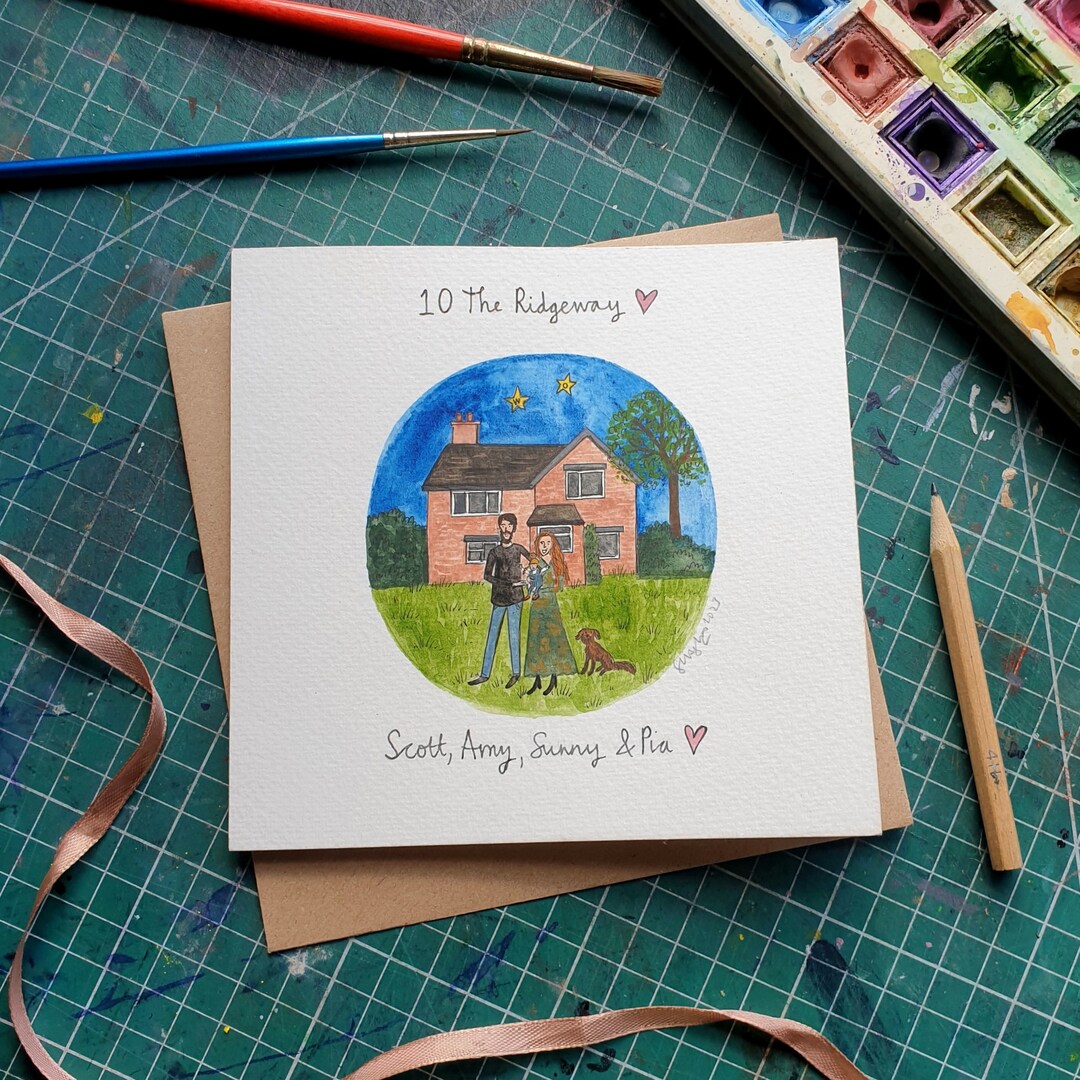 New Baby and Parents Custom Portrait Greetings Card - Etsy