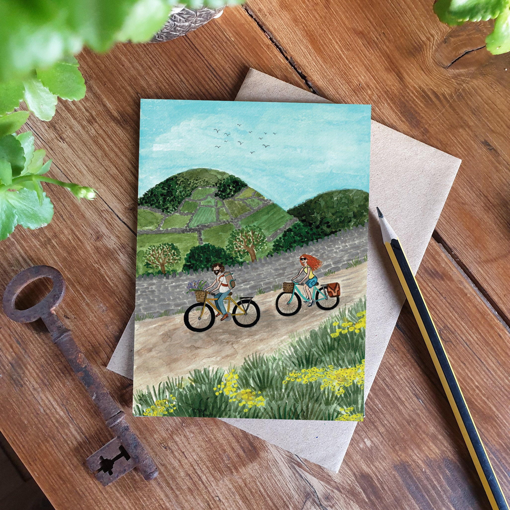 Bike Ride Card, Cycling Greeting Card, Cyclist Art, - Etsy UK