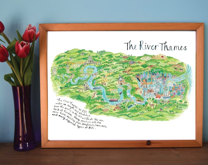 Illustrated Map of the River Thames Map Illustration Map - Etsy