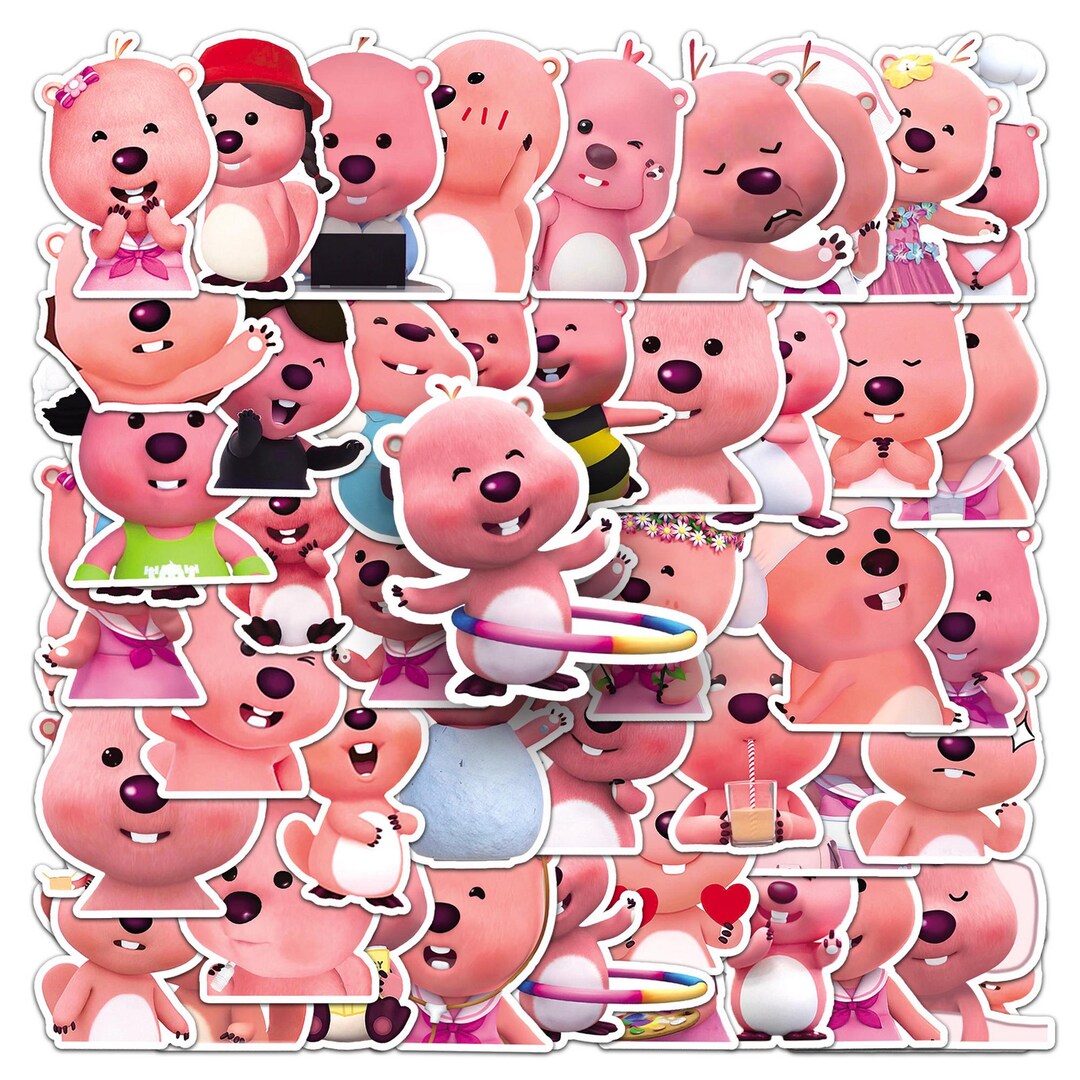 Loopy Korean Cartoon Pink Beaver Stickers – Waterproof DIY Decals ...
