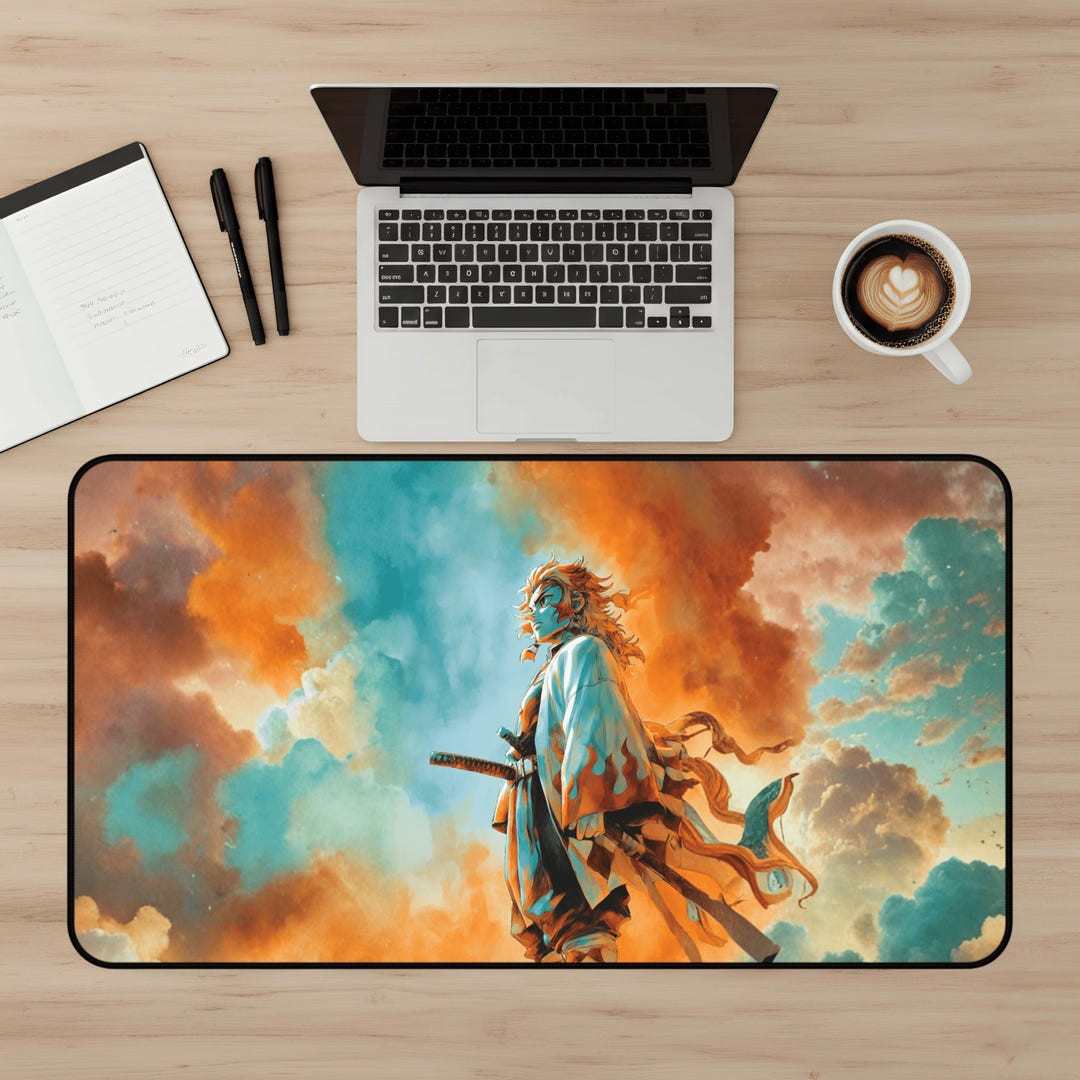 Anime Demon Slayer Desk Mat: Rengoku Kyojuro Mousepad, Flame Hashira ...