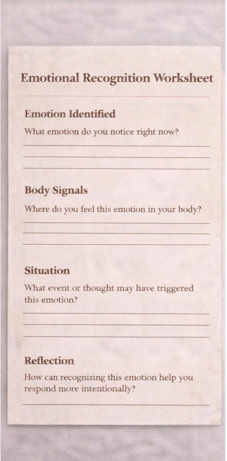 Emotional Recognition Worksheet - Etsy UK