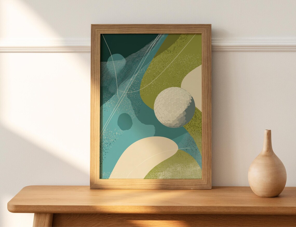 Abstract Golf Ball Art Print | Teal, Green, and Blue (digital Download ...