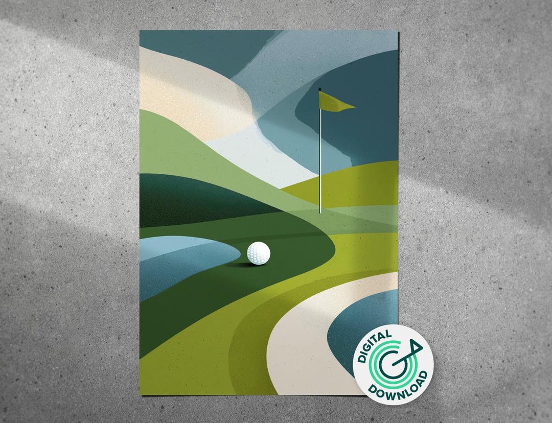 Abstract Golf Course Landscape Print | Modern Sport Art (digital ...